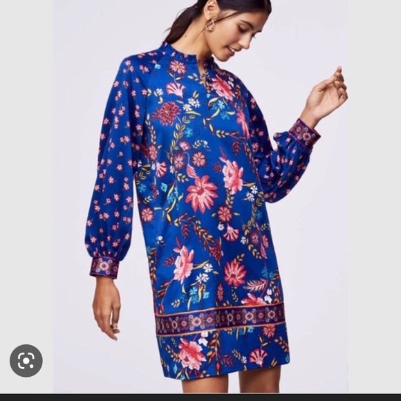 LOFT | Dresses | Nwt Loft Wildflower Satin Shift Dress Floral Print ...
